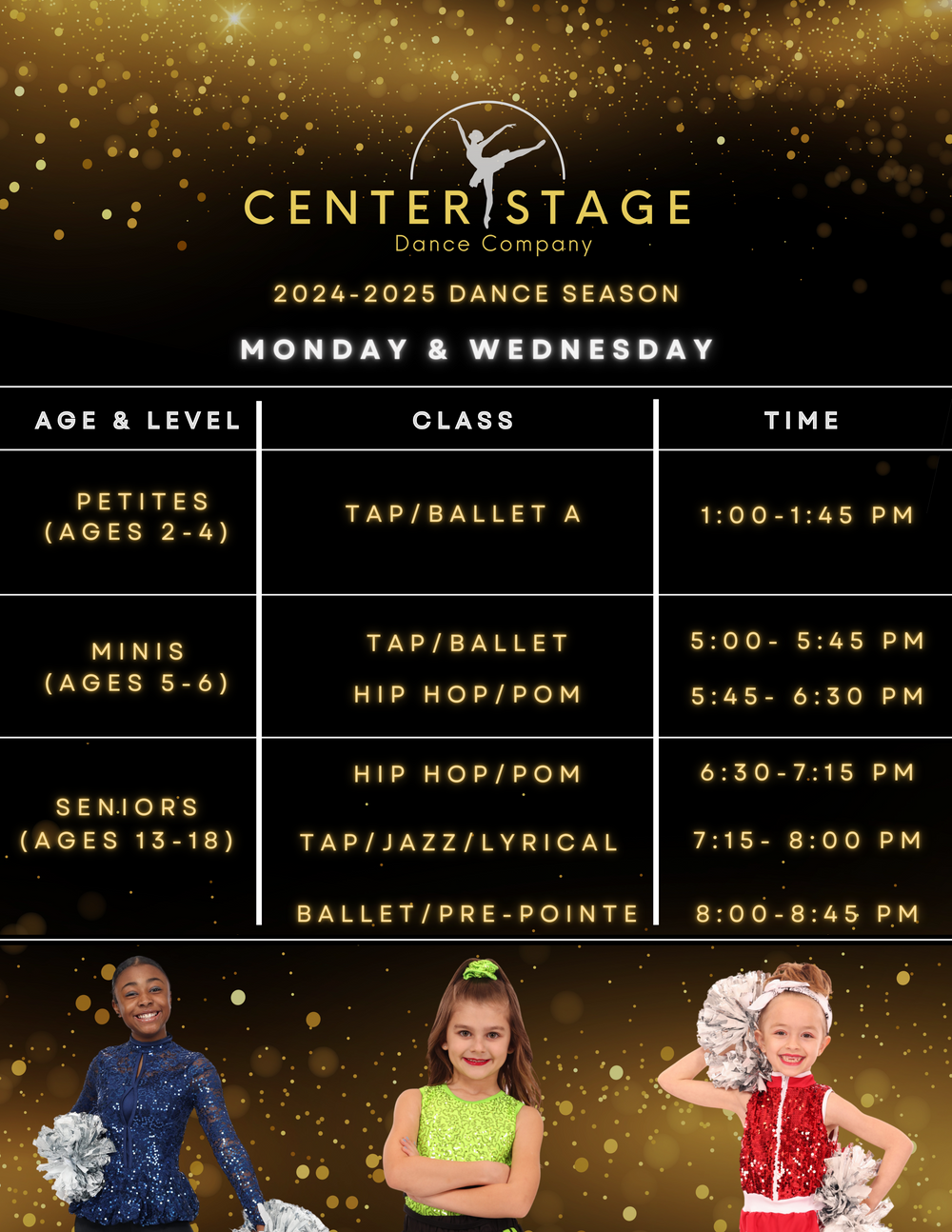 2024-2025 Schedule CSDC – Center Stage Dance Company