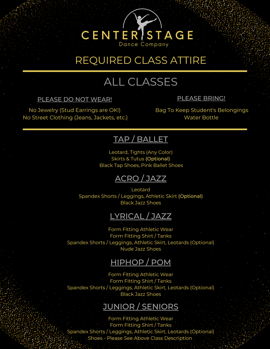 Class Attire – Center Stage Dance Company